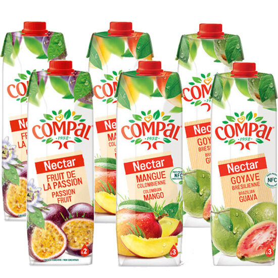 Compal ZESTAW 4 - 6 nektarów Compal 1L i 4 szklanki firmowe GRATIS!